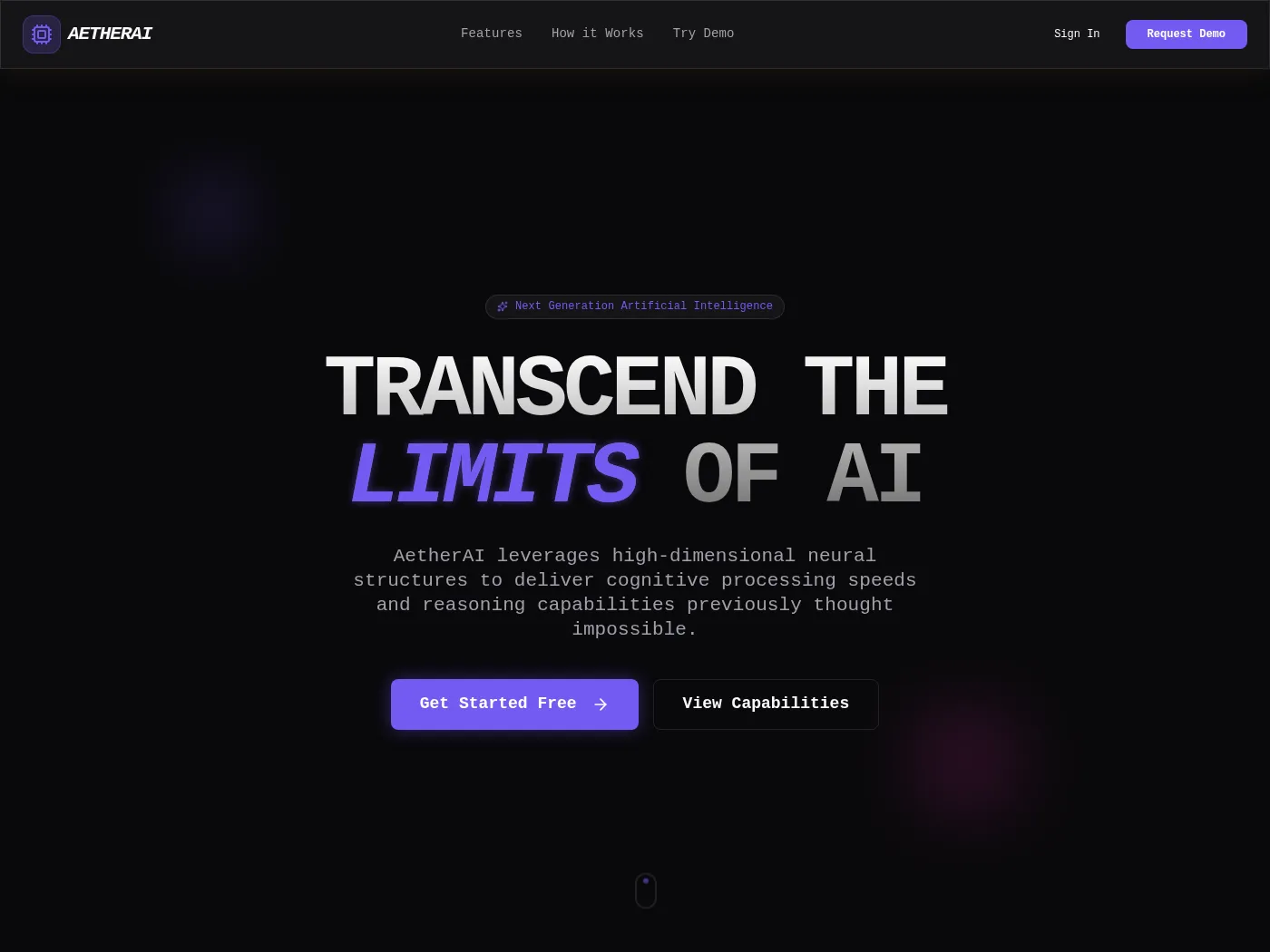 AetherAI Landing Page