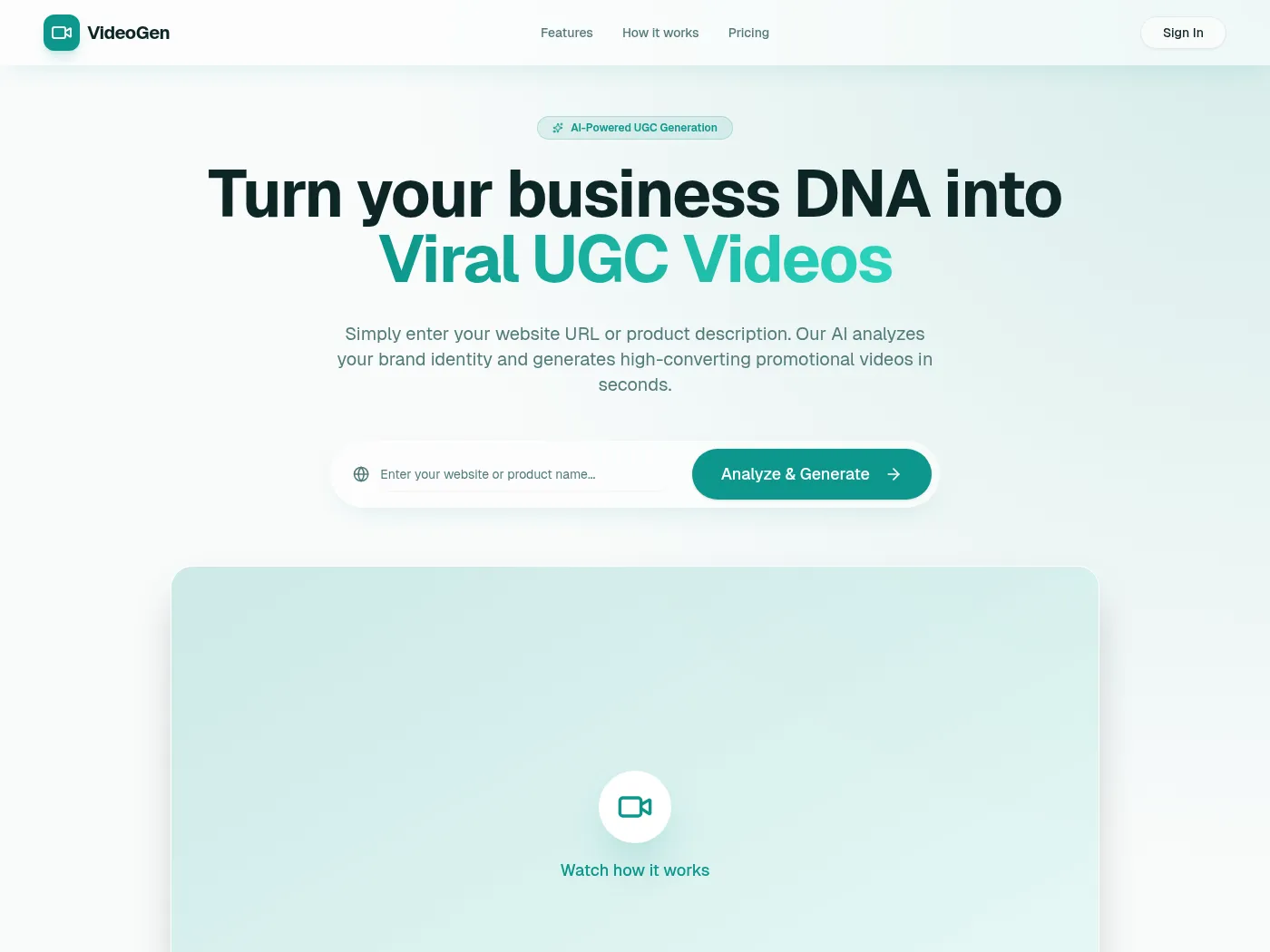 VideoGen Landing Builder