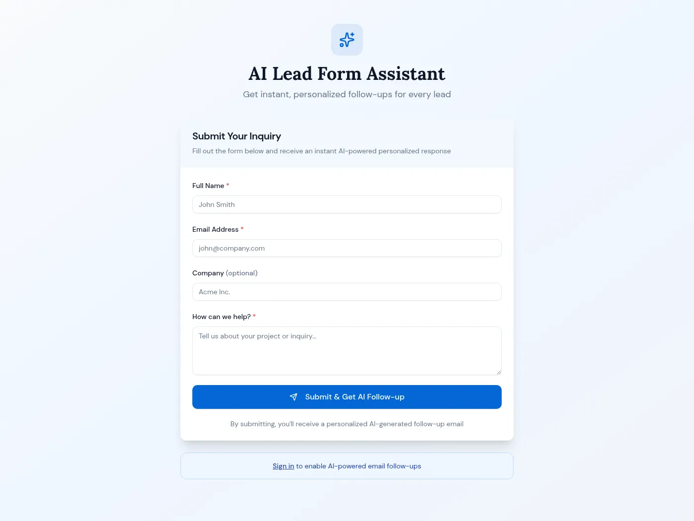 AI Lead Form Assistant