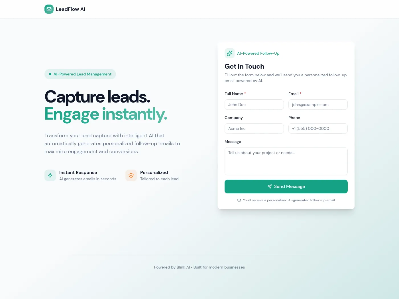 AI Lead Follow-Up Form