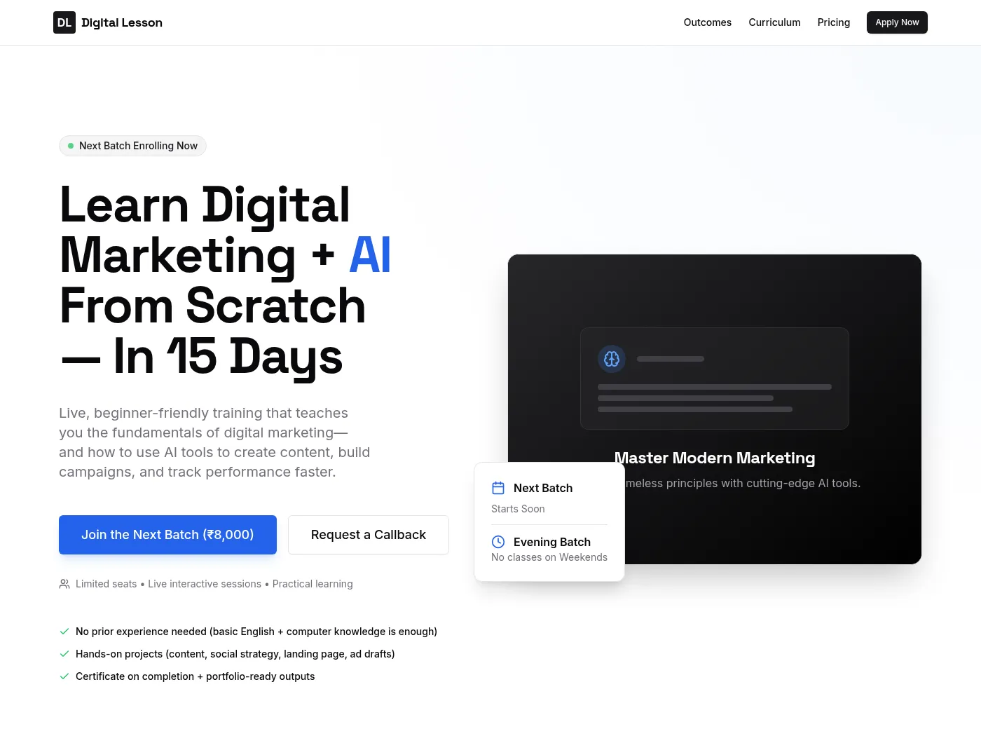 AI Marketing Course Landing