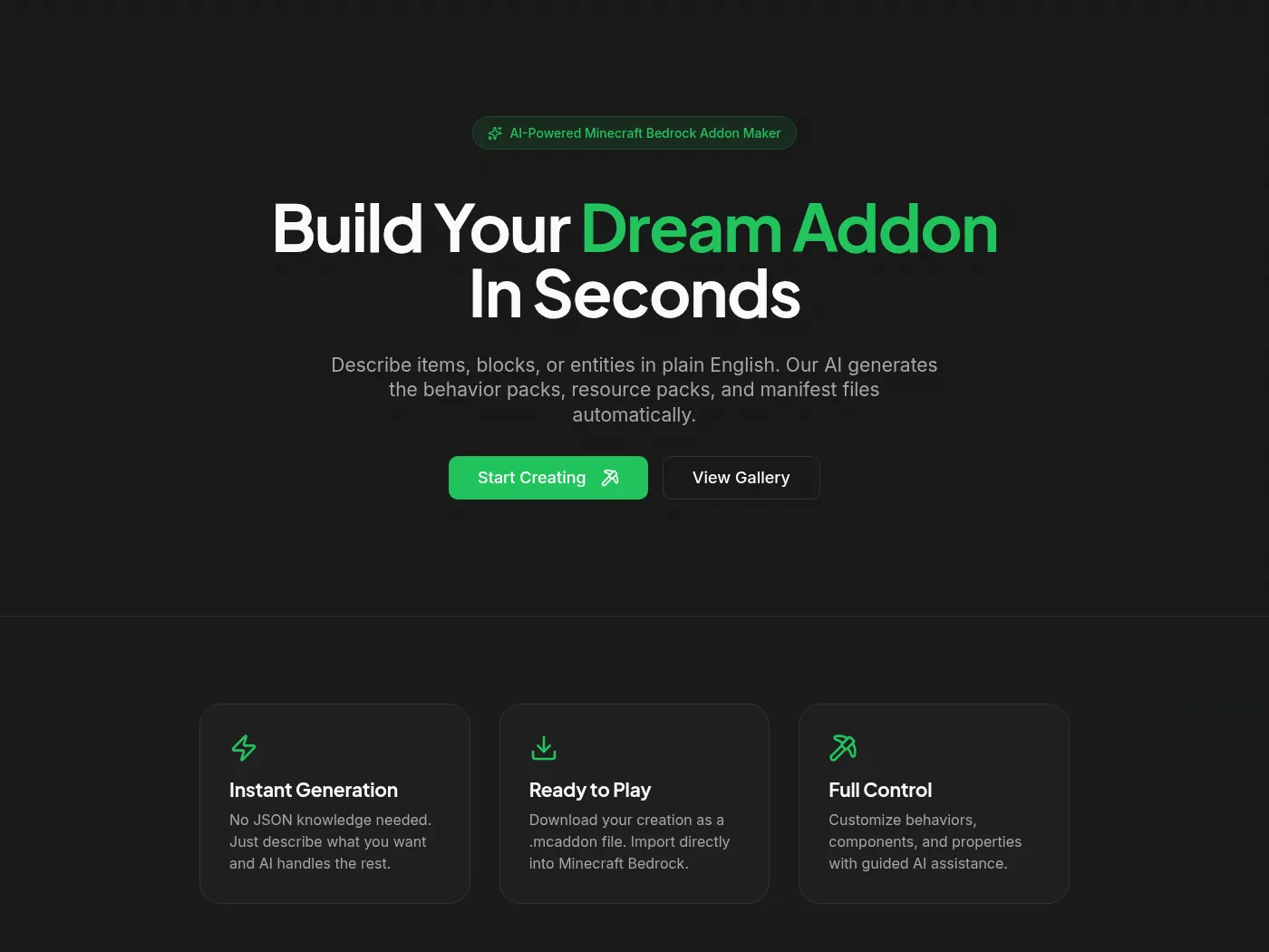 AI Minecraft Addon Maker