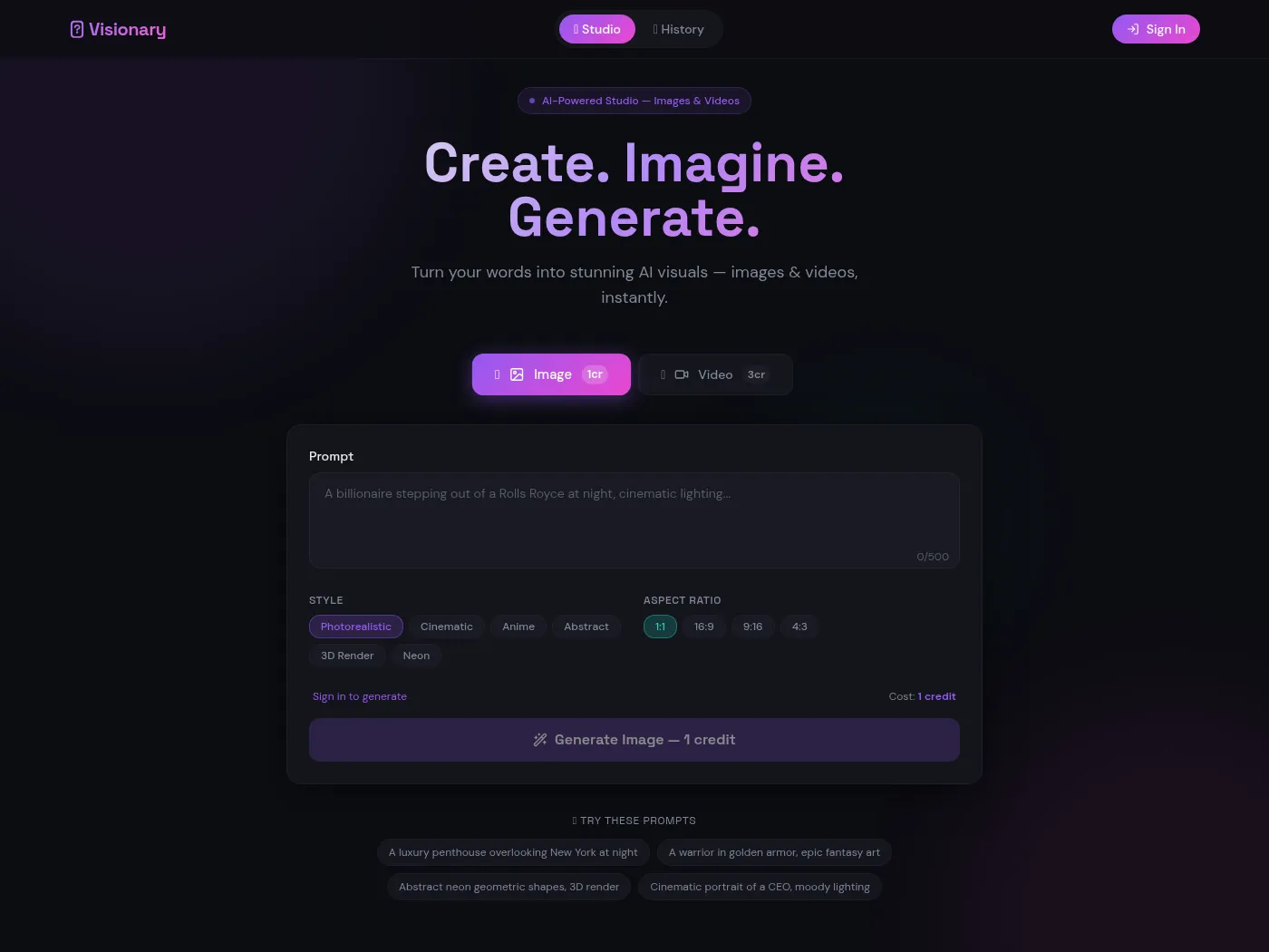 Visionary AI Studio