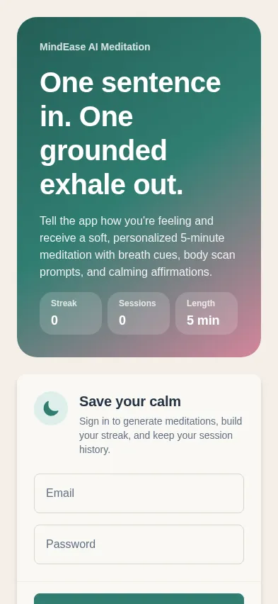 MindEase AI Meditation
