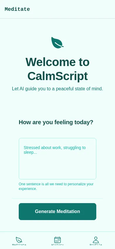 CalmScript AI Meditation