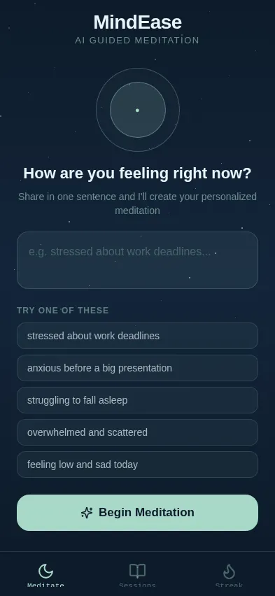 MindEase AI Meditation