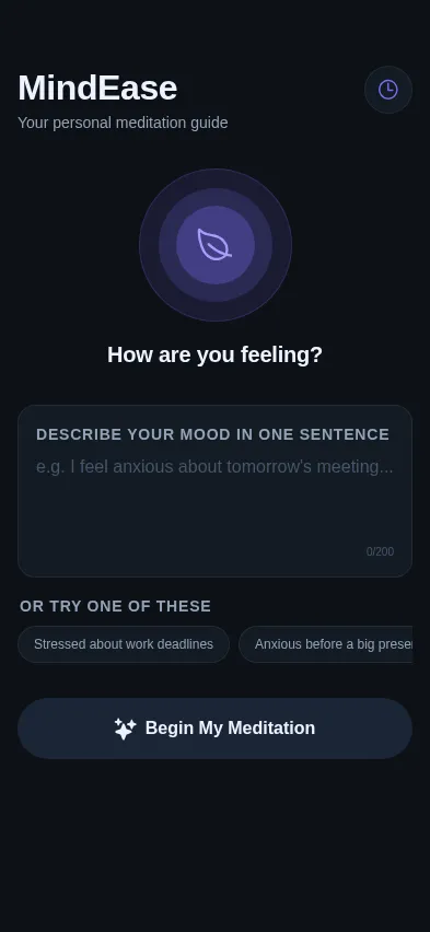 MindEase AI Meditations