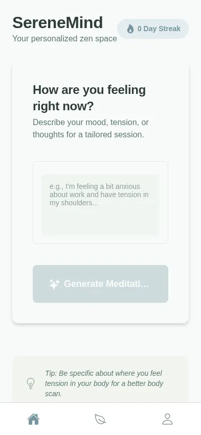 SereneMind AI Meditations