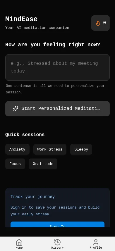 MindEase AI Meditation