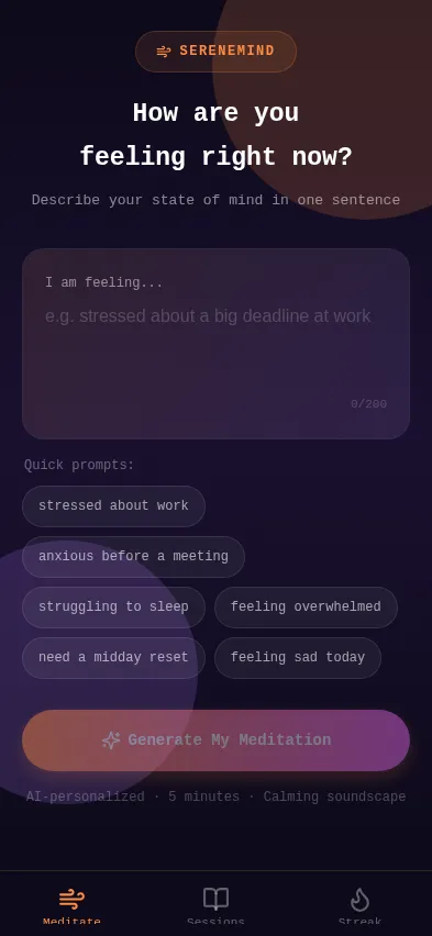 SereneMind AI Meditations