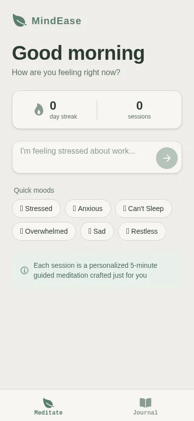 MindEase AI Meditation