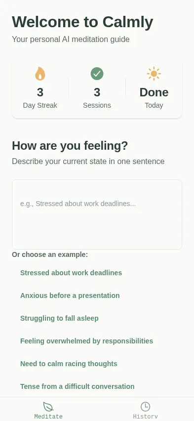 Calmly AI Meditations