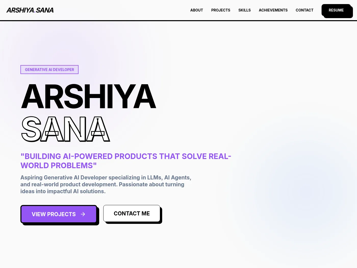 Arshiya Sana AI Portfolio
