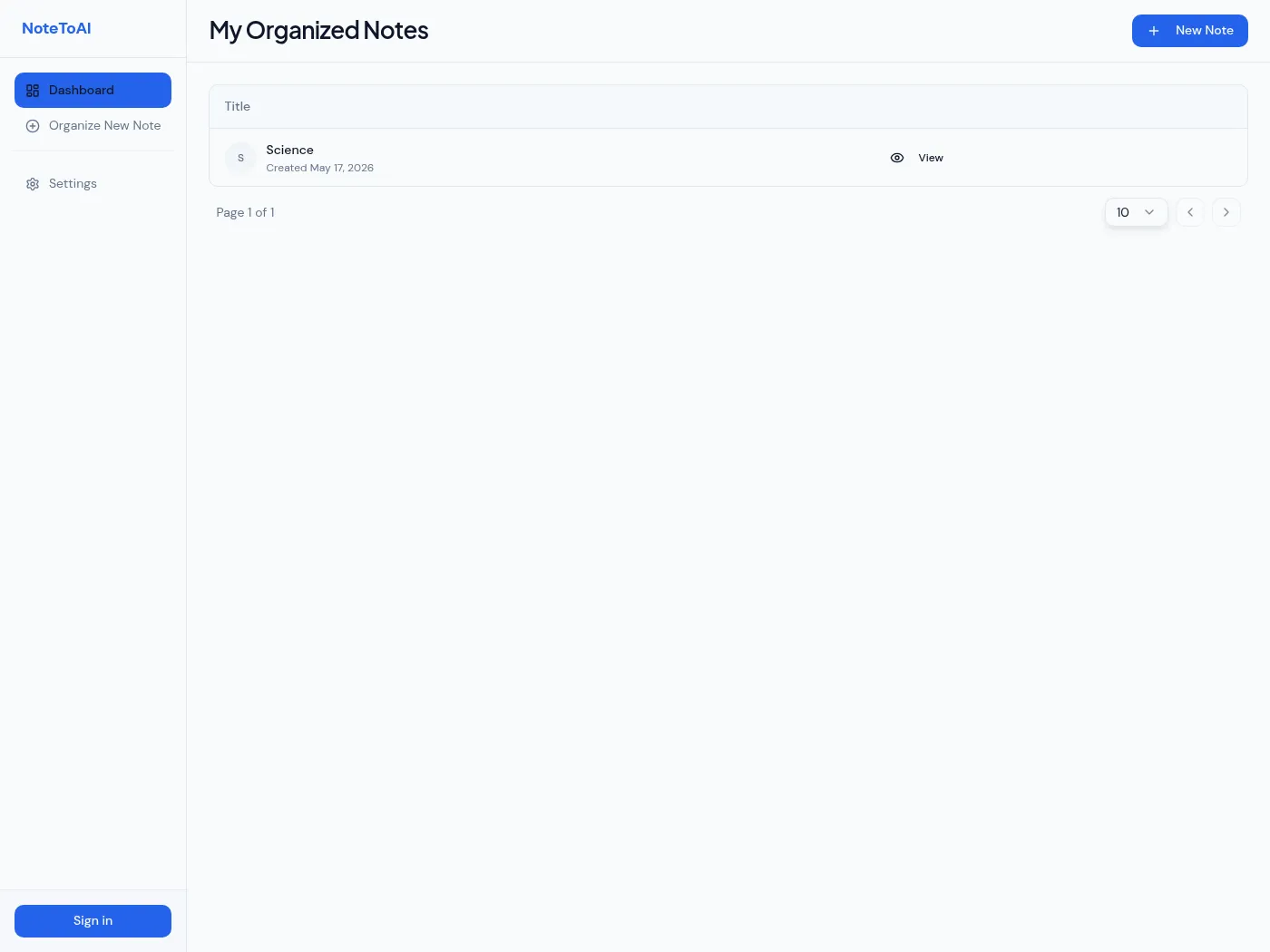 NoteToAI Organizer