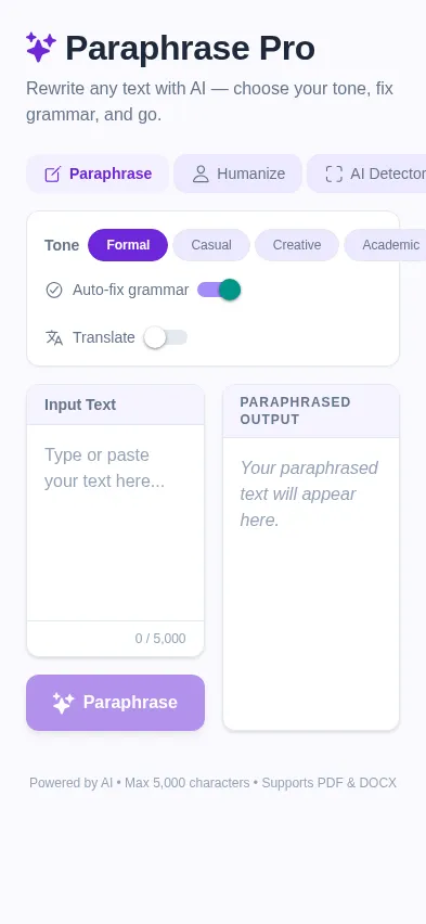 AI Paraphrase Tool