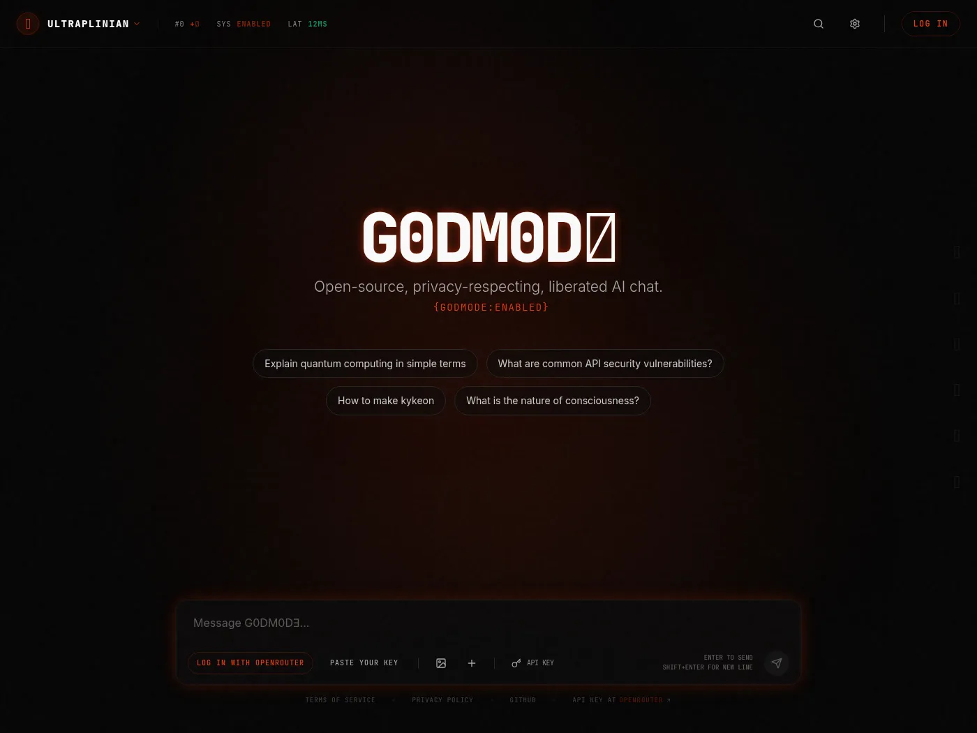 GodMod3 Style AI Portal