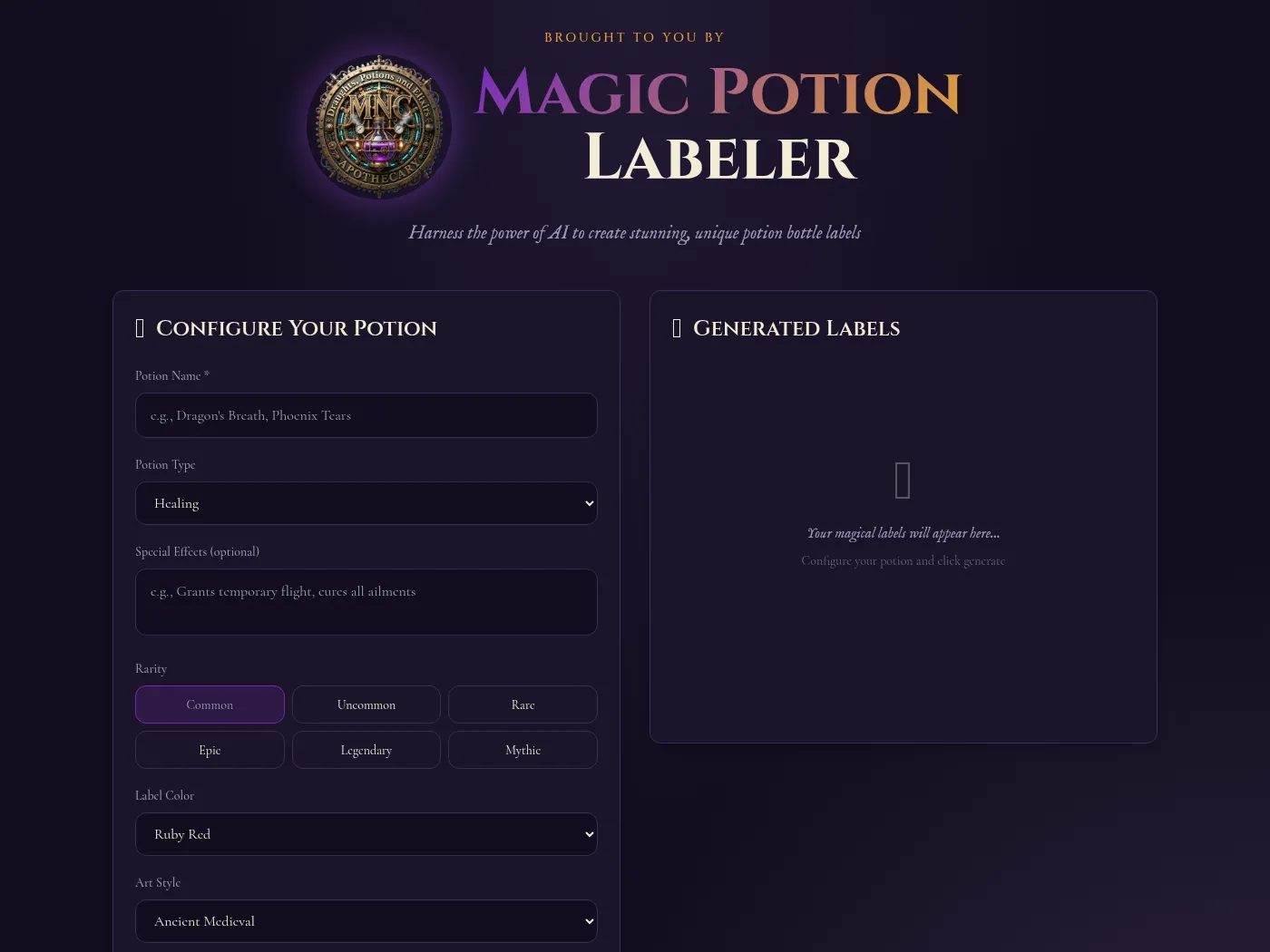 MNC Apothecary's Magic Potion Labeler