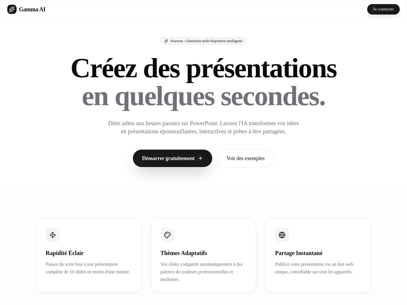 Gamma-Style AI Présentations