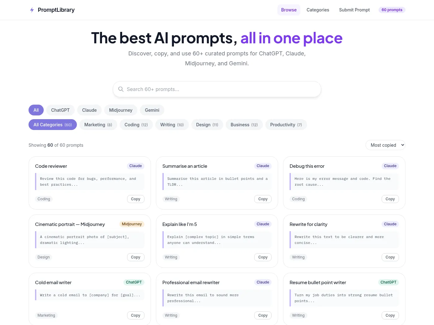PromptLibrary Web App