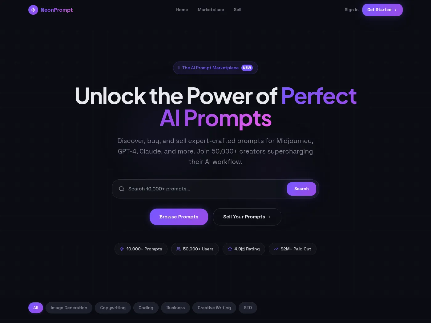 NeonPrompt Marketplace