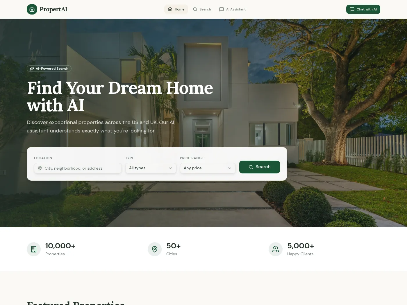 PropertAI Search Platform