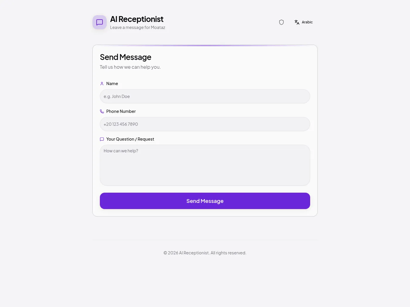 AI Receptionist Dashboard