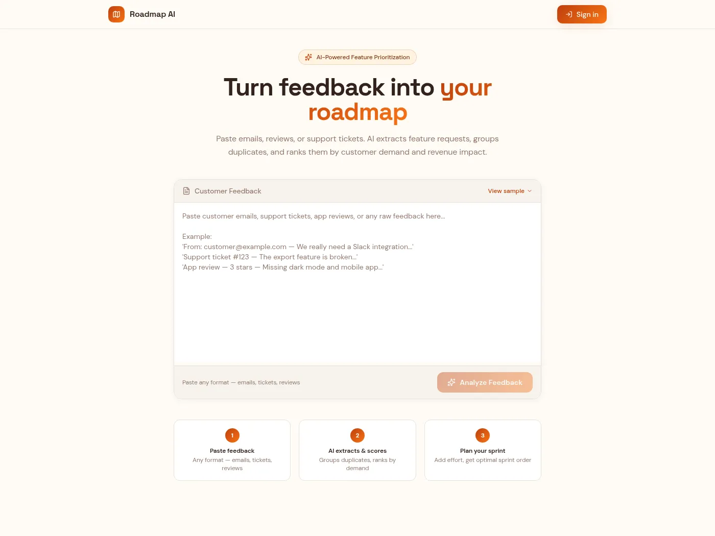 Feedback Roadmap AI