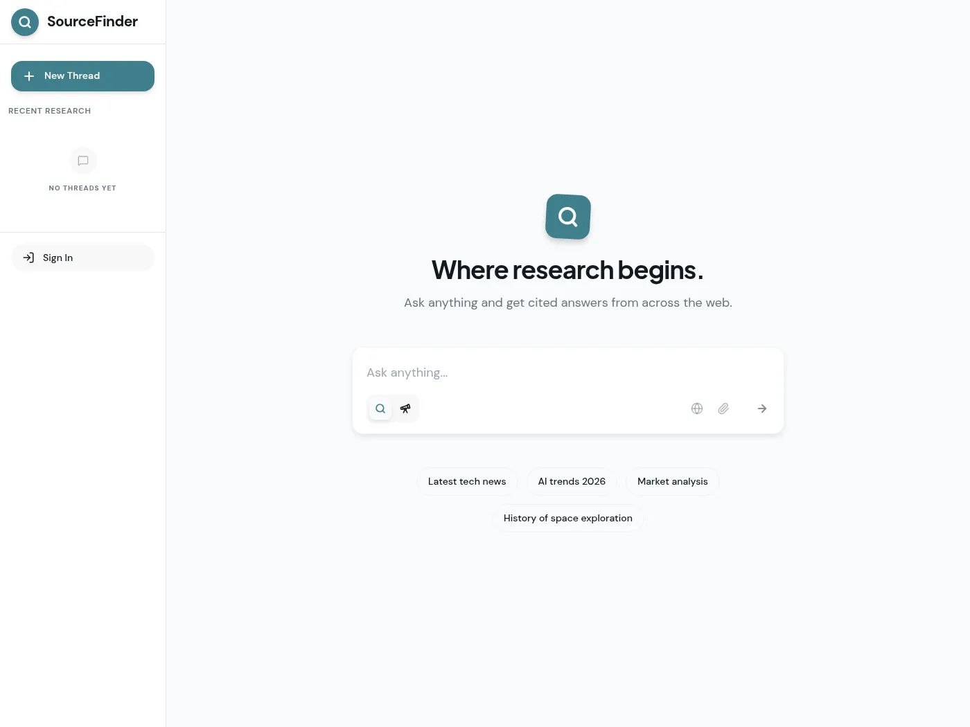 SourceFinder AI Search