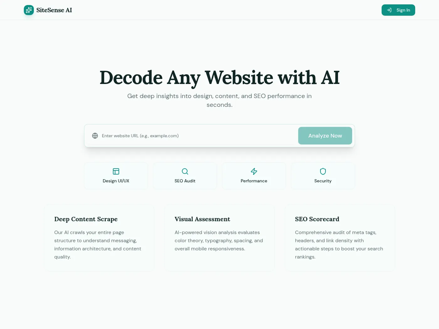 SiteSense AI Analyzer