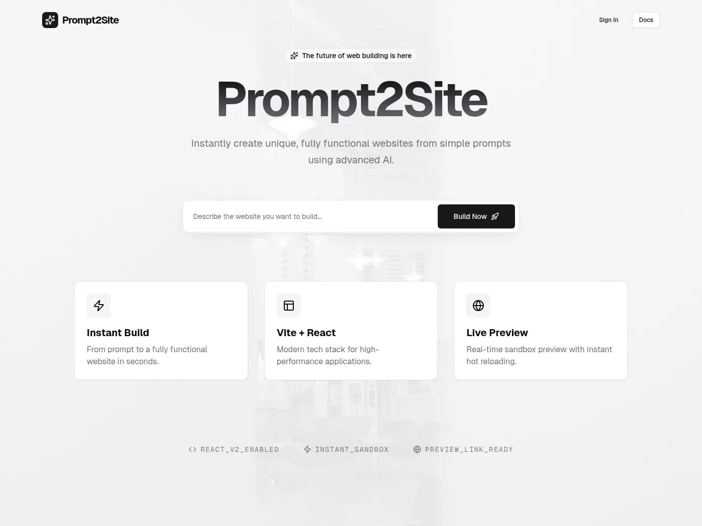 Prompt2Site AI Builder