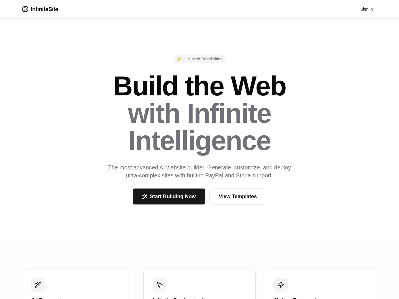 InfiniteSite AI Builder