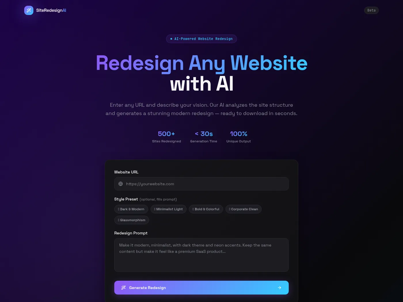 SiteRedesign AI