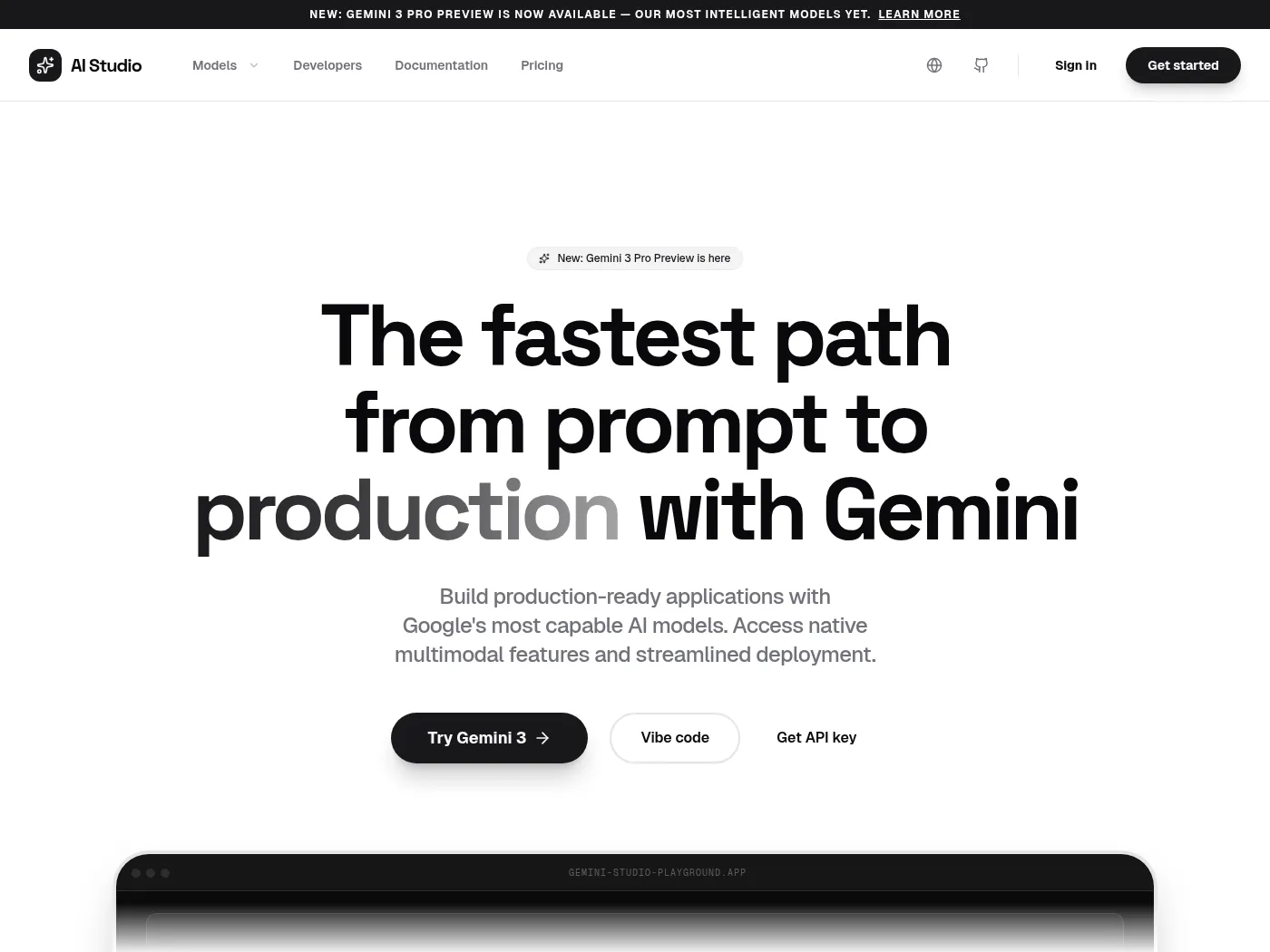 AI Studio Landing Page (Remix)