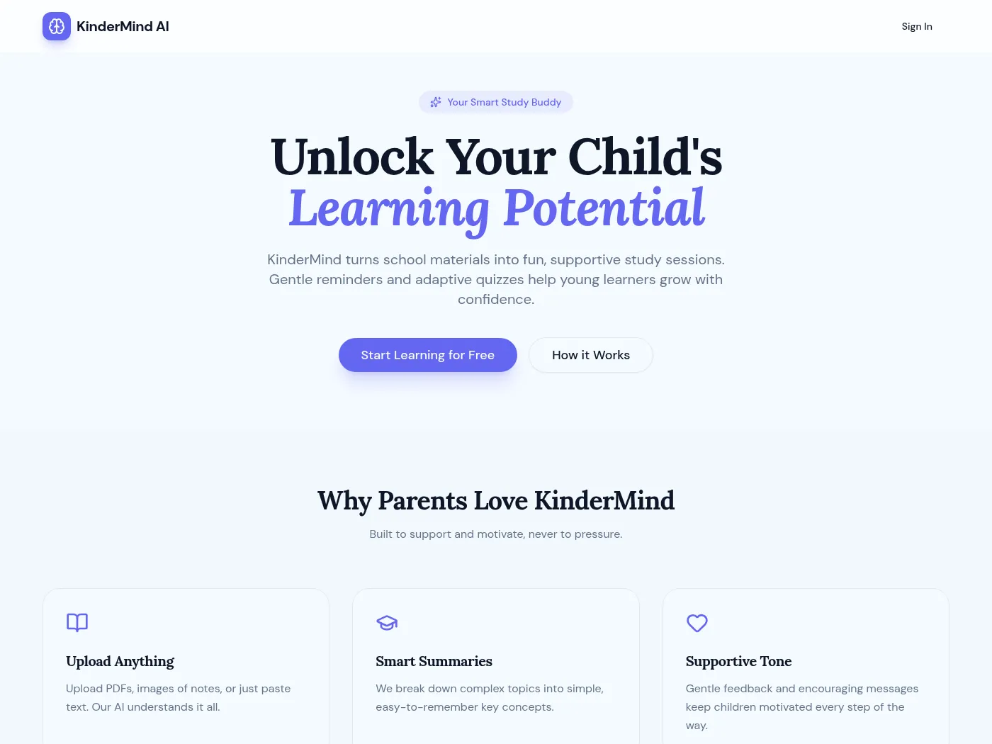 KinderMind AI Study Helper