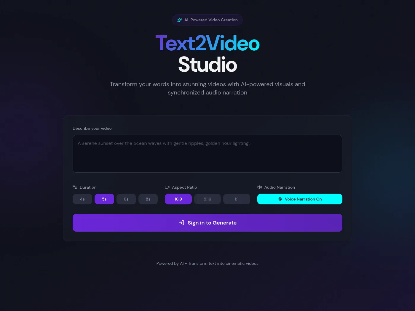 AI Text2Video Studio