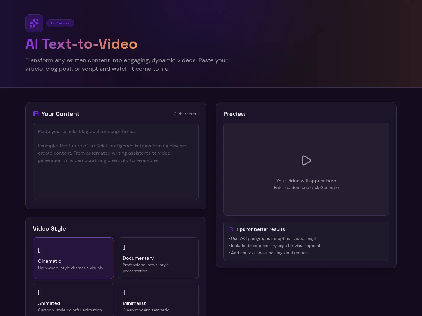 AI Text-to-Video Reader
