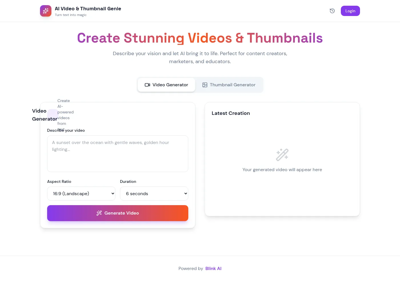AI Video & Thumbnail Genie