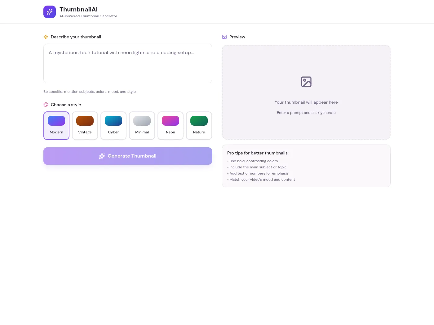 AI Thumbnail Generator
