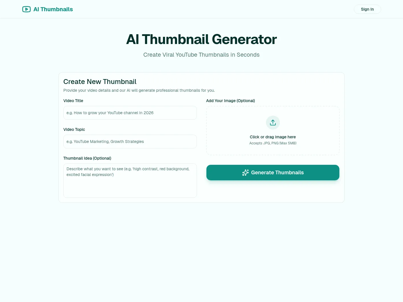 AI Thumbnail Generator