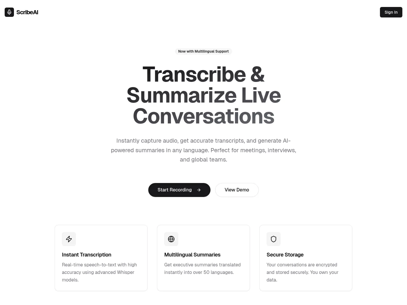 AI Multilanguage Transcribe