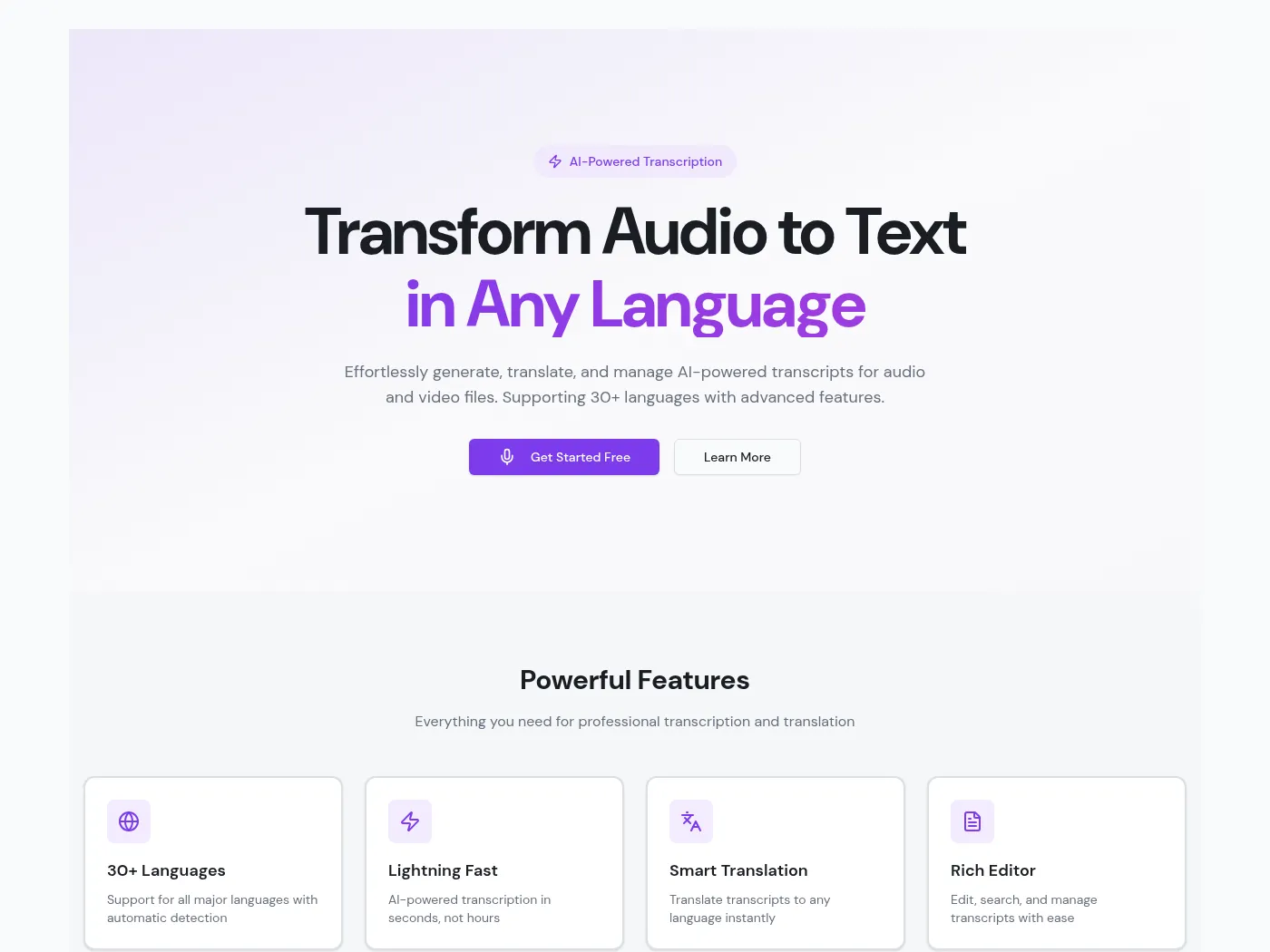 Universal AI Transcript Web App
