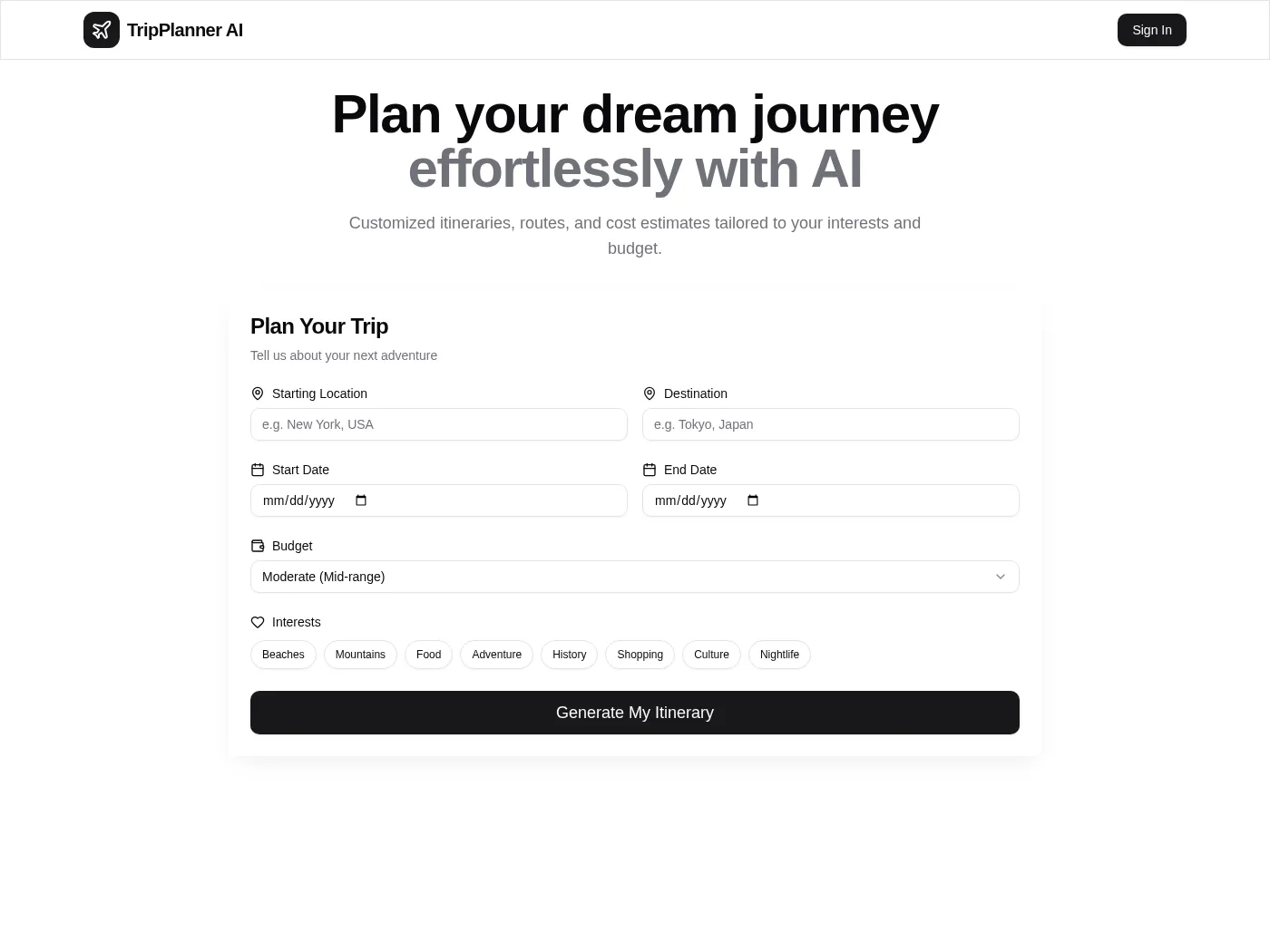 AI Trip Planner