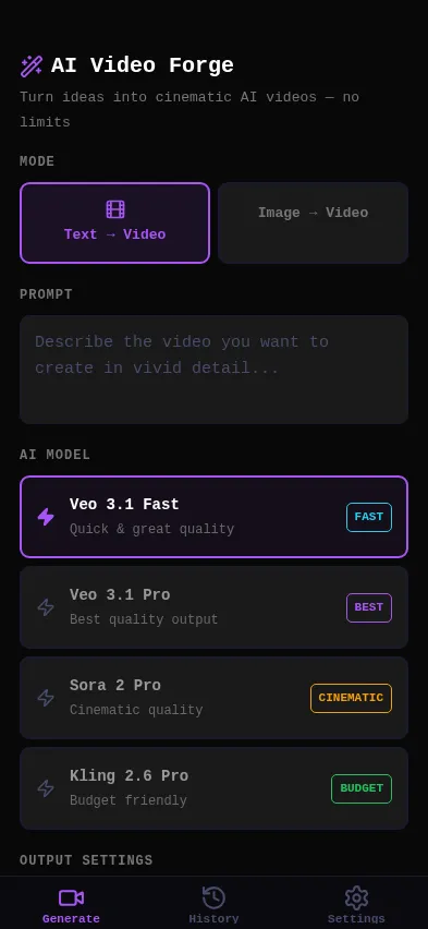 Unlimited AI Video Forge