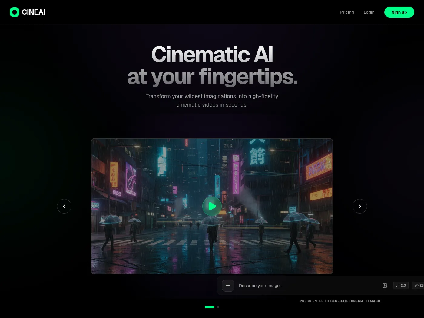 CineAI Landing Page