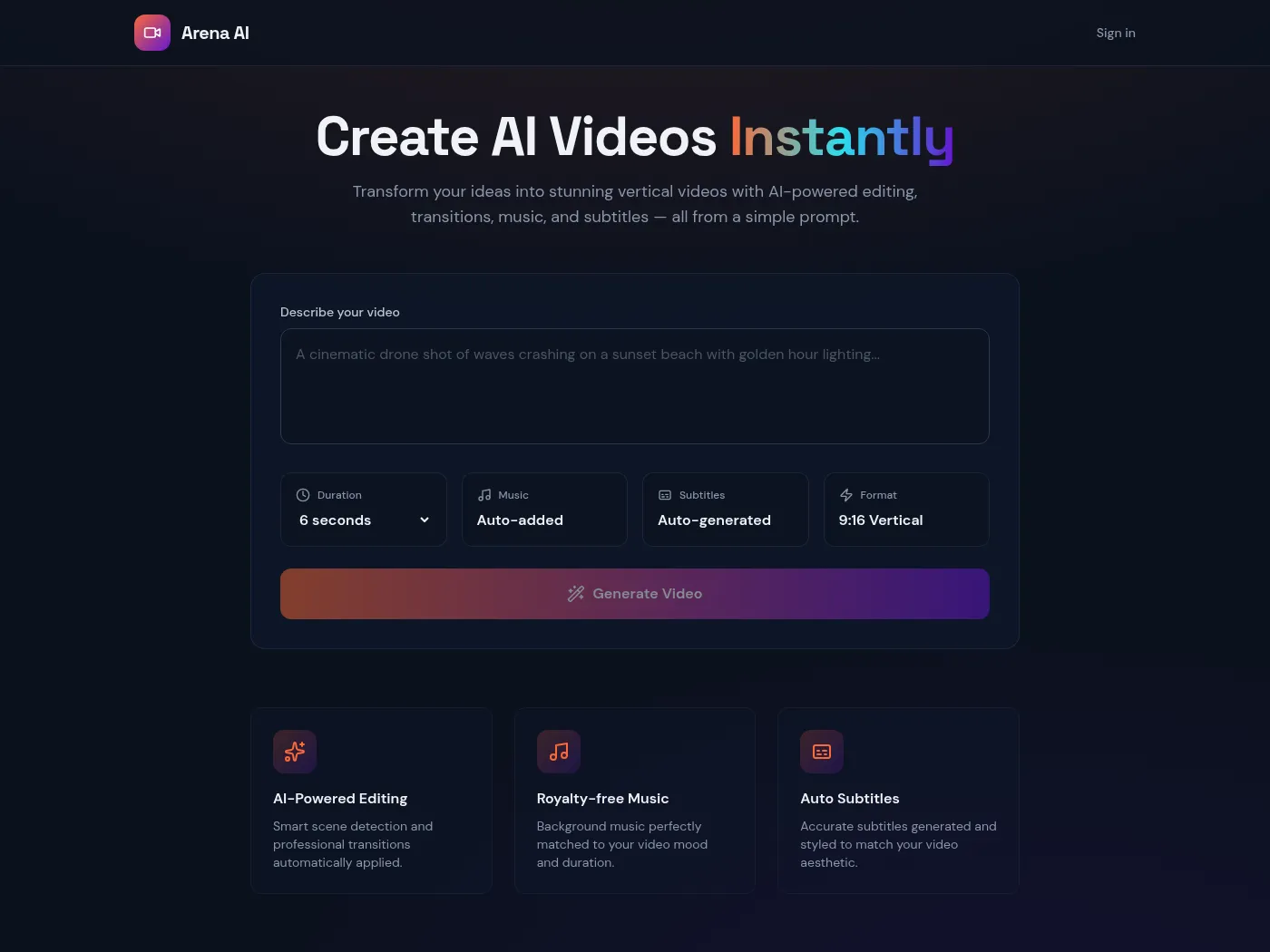 Arena AI Video Maker