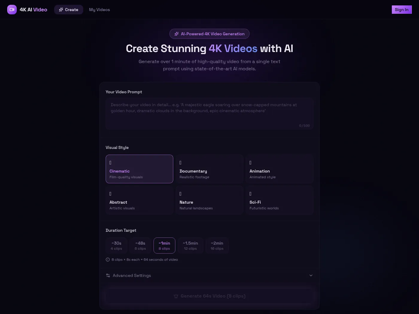 4K AI Video Maker