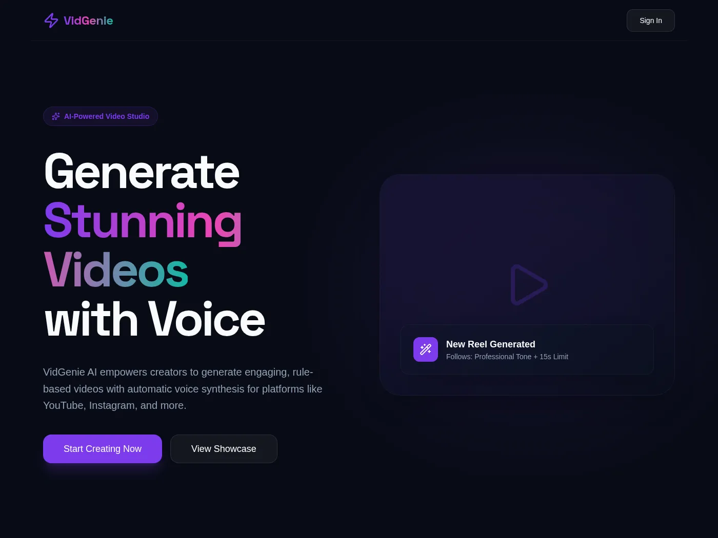 VidGenie AI Studio