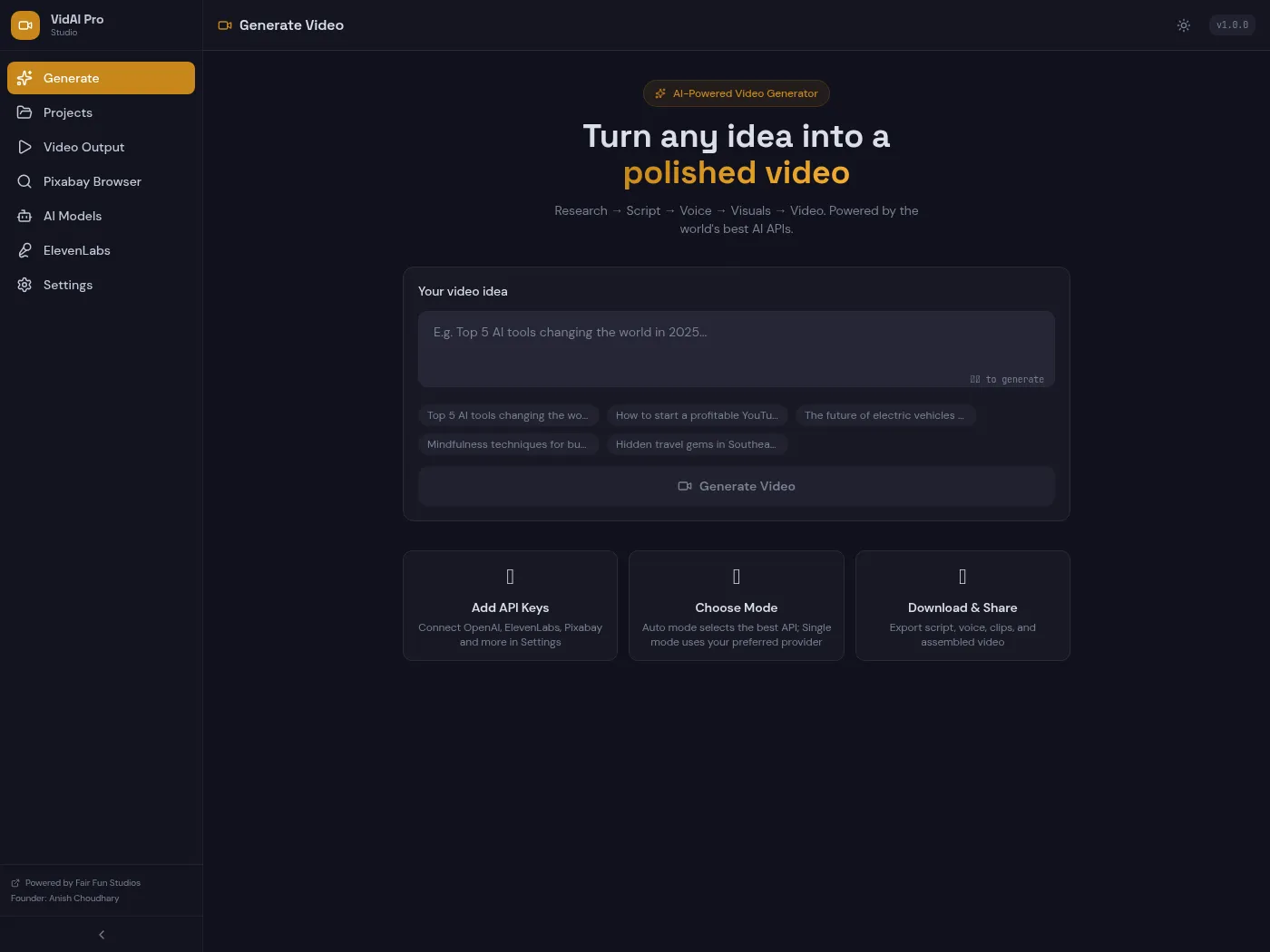 VidAI Pro Studio