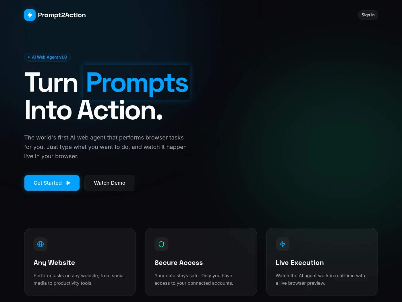 Prompt2Action Web Agent