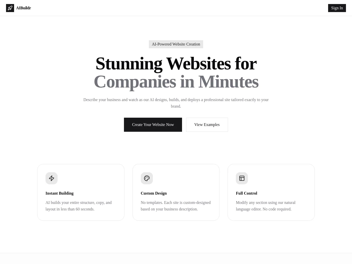 AIBuildr Web Creator